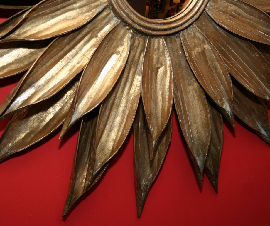 Vintage Gilt Tole Stylized Sunflower Mirror at 1stDibs