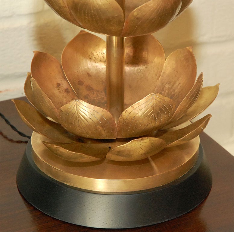 Pair of Tall Brass Lotus Flower Lamps at 1stDibs