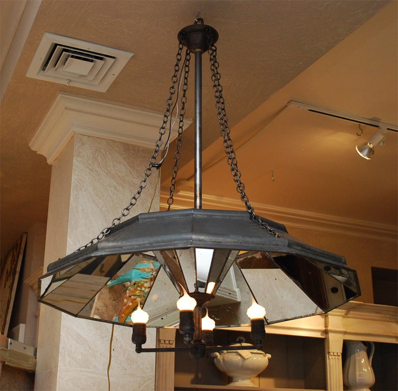 Electrified Gas Light Fixture with Mirrored Reflector Panels at 1stDibs