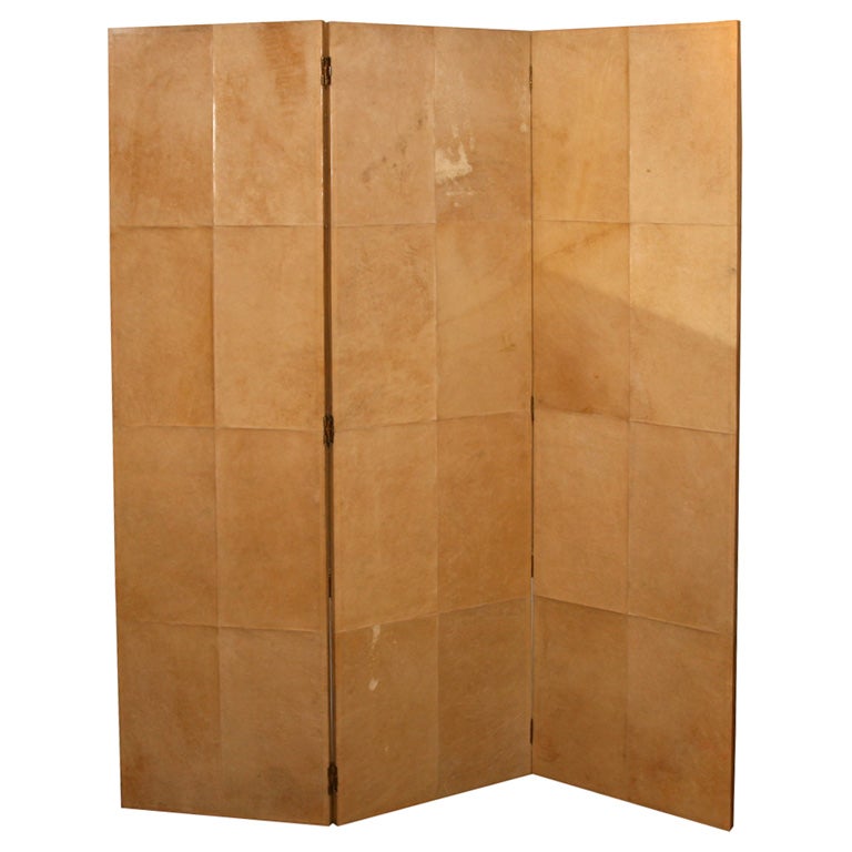 Three Panel Parchment Screen at 1stDibs