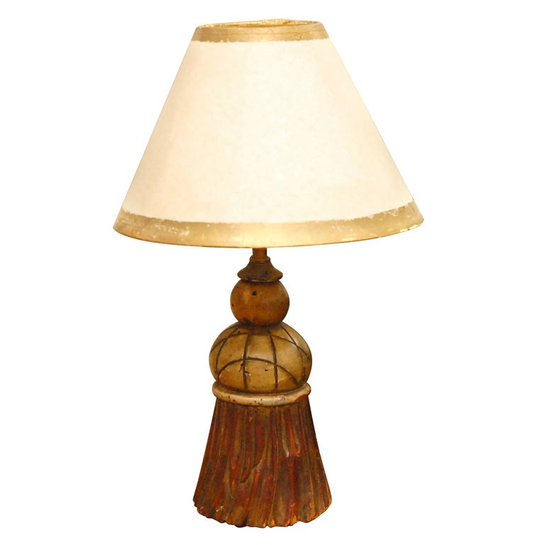 Antique Italian Wood Tassel Lamp at 1stDibs