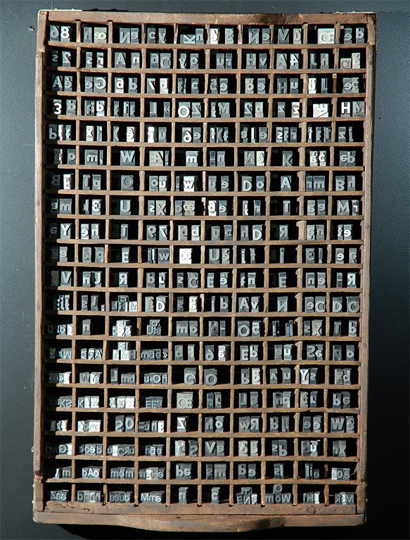 Antique Letter Case with Letterpress Characters at 1stDibs