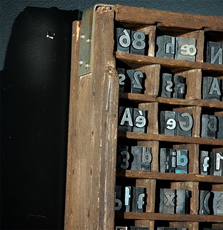 Antique Letter Case with Letterpress Characters at 1stDibs