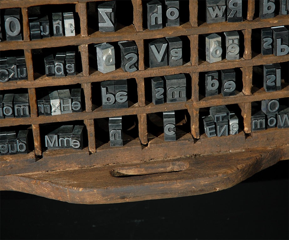 Antique Letter Case with Letterpress Characters at 1stDibs