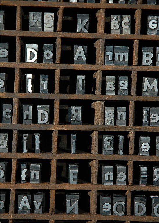 Antique Letter Case with Letterpress Characters at 1stDibs