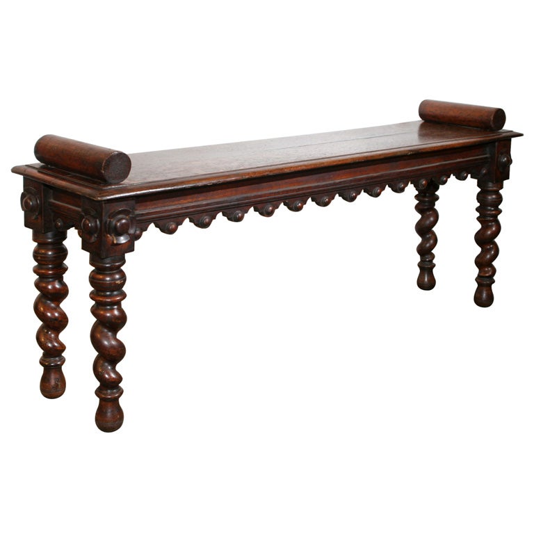 BARLEY TWIST LEG COACHING BENCH at 1stDibs