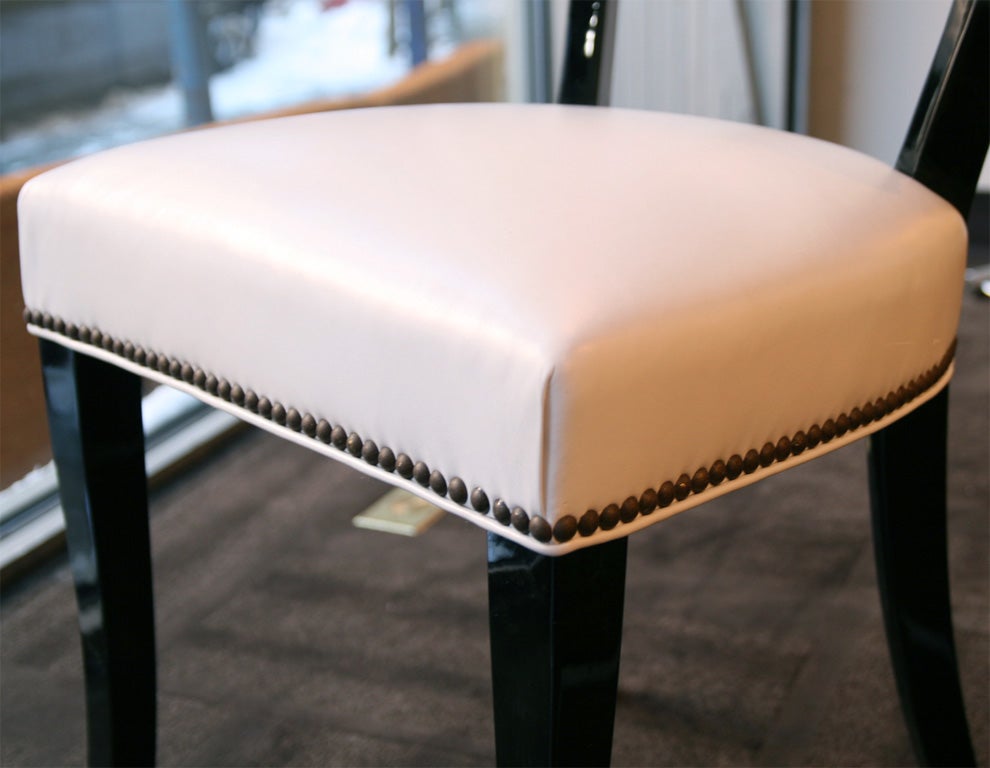 Set of Six Leather Dining Chairs with Cut-Out Back Design at 1stDibs ...