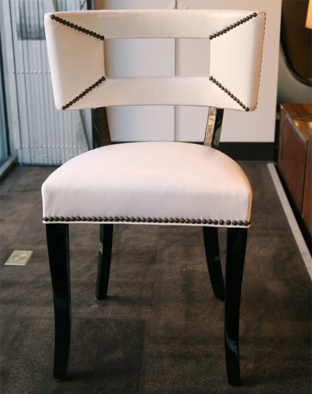 Set of Six Leather Dining Chairs with Cut-Out Back Design at 1stDibs ...