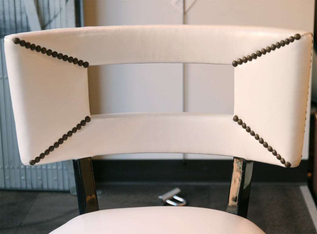 Set of Six Leather Dining Chairs with Cut-Out Back Design at 1stDibs ...