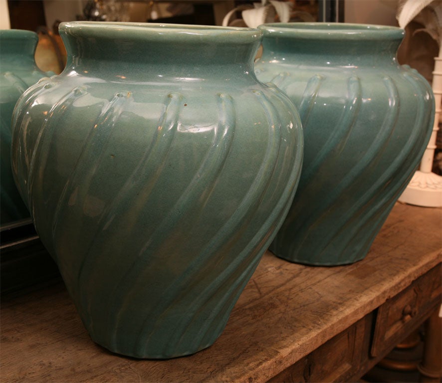 Pair of Large Ceramic Pots at 1stDibs