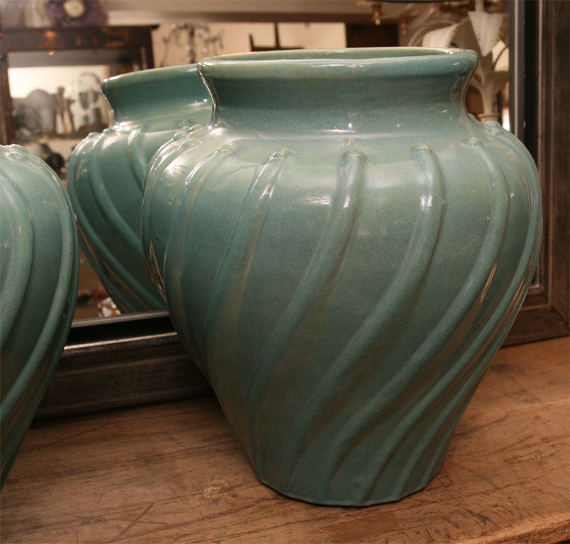 Pair of Large Ceramic Pots at 1stDibs