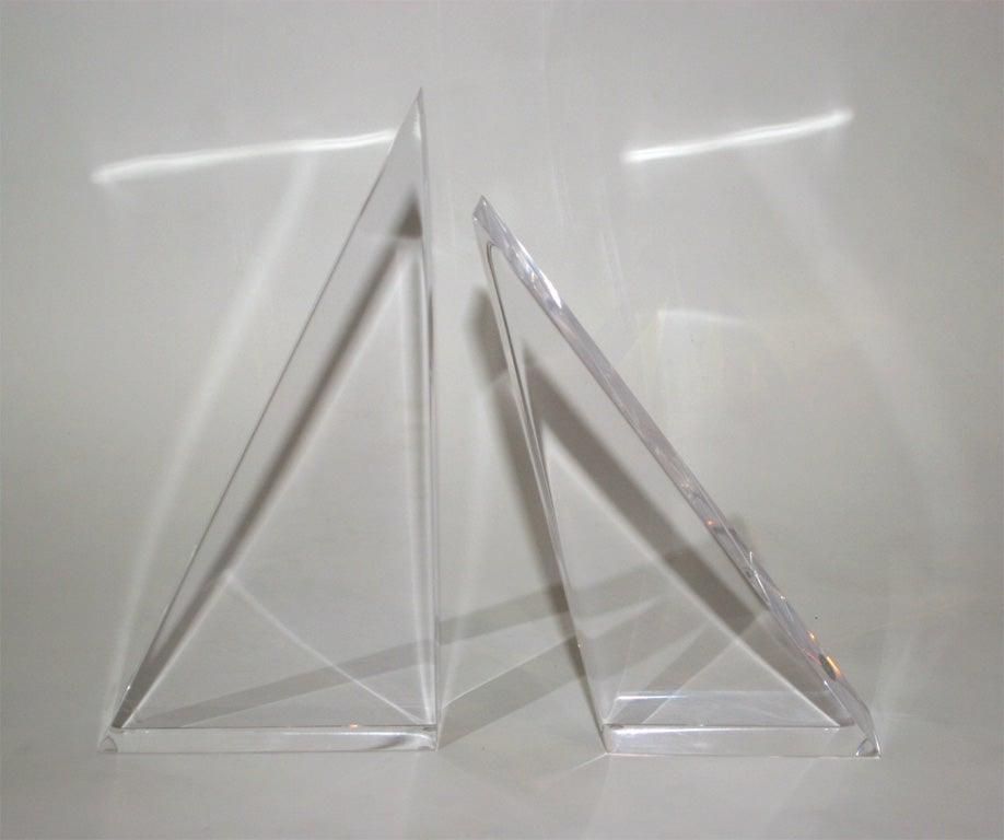 Lucite Triangle Sculptures by Ritts Company at 1stDibs