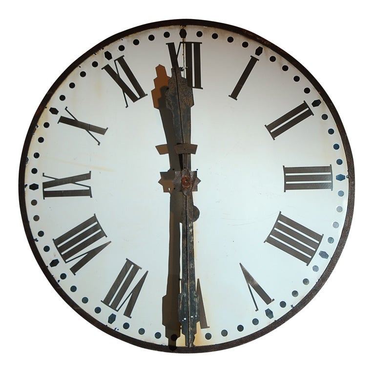 Original Enamel Clock Tower Face, Fully Functional at 1stDibs