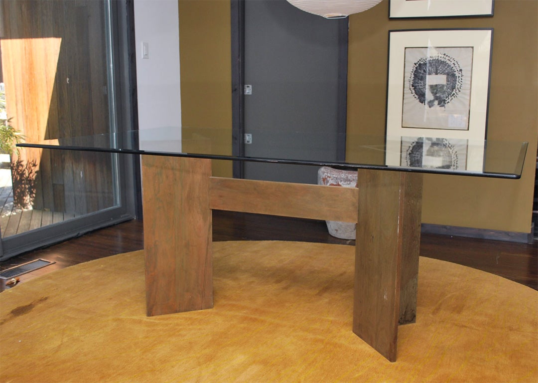 Glass Topped Dining Table with Base For Sale at 1stDibs