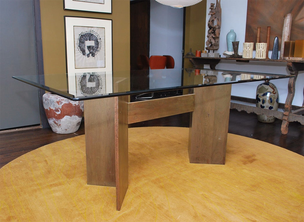 Glass Topped Dining Table with Base For Sale at 1stDibs