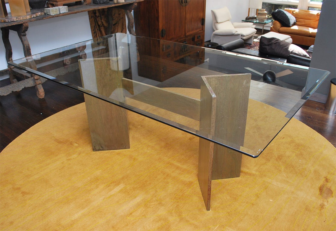 Glass Topped Dining Table with Base For Sale at 1stDibs