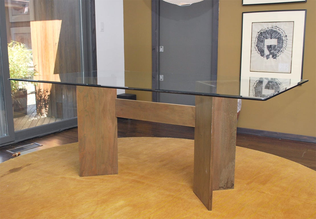 Glass Topped Dining Table with Base For Sale at 1stDibs