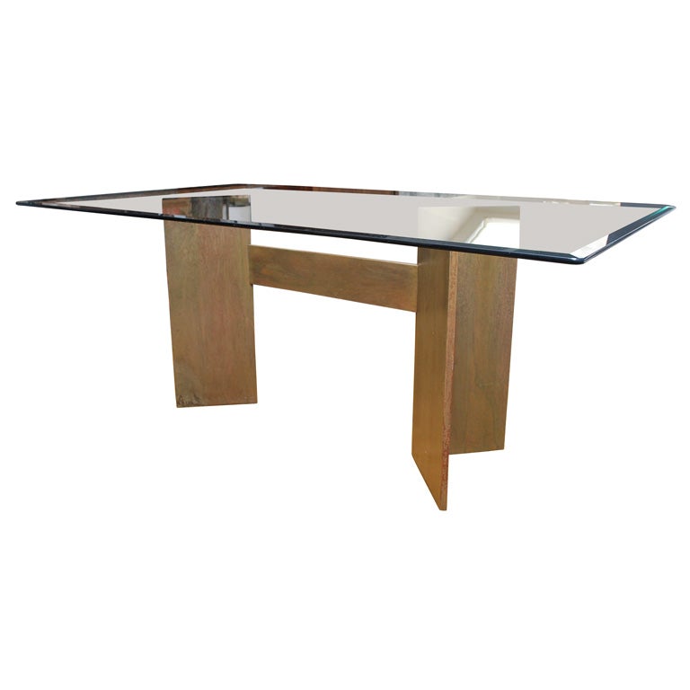 Glass Topped Dining Table with Base For Sale at 1stDibs