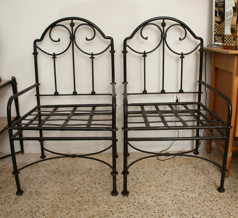 Pair of Hand-Forged Iron Chairs at 1stDibs