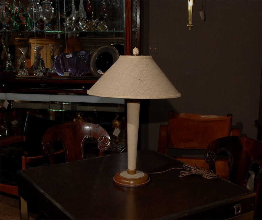 Leather table, in the style of Jacques Adnet For Sale at 1stDibs