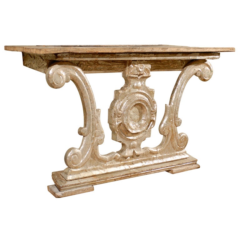 Papier-Mâché Console with Natural Wood Top at 1stDibs