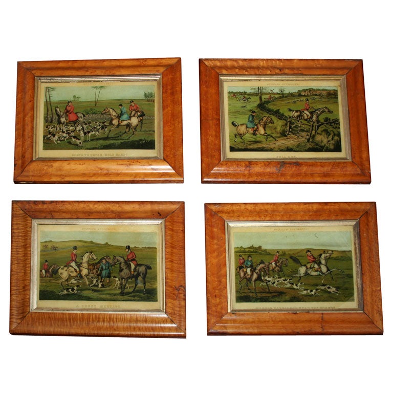 Set of 4 Hand Colored Hunting Scene Prints by Henry Thomas Alken at 1stDibs