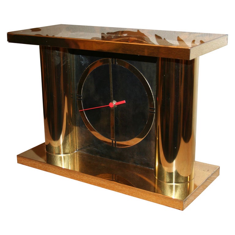 Brass Mantle Clock by Curtis Jere at 1stDibs