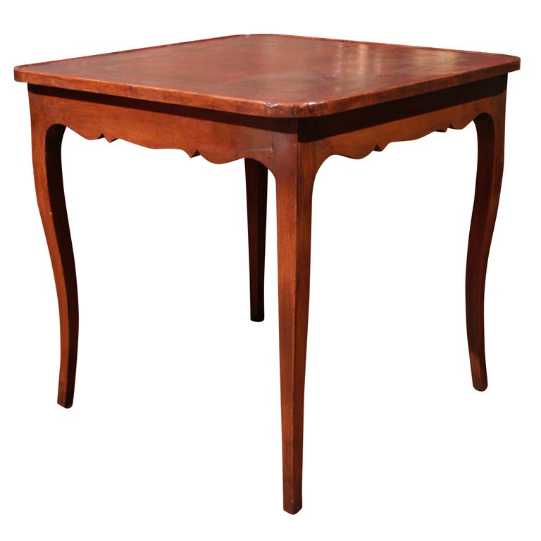 Walnut and Tooled Leather Top Card Table by Quigley at 1stDibs