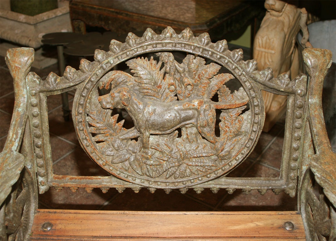 DECORATIVE CAST IRON GARDEN SEATING SET at 1stDibs