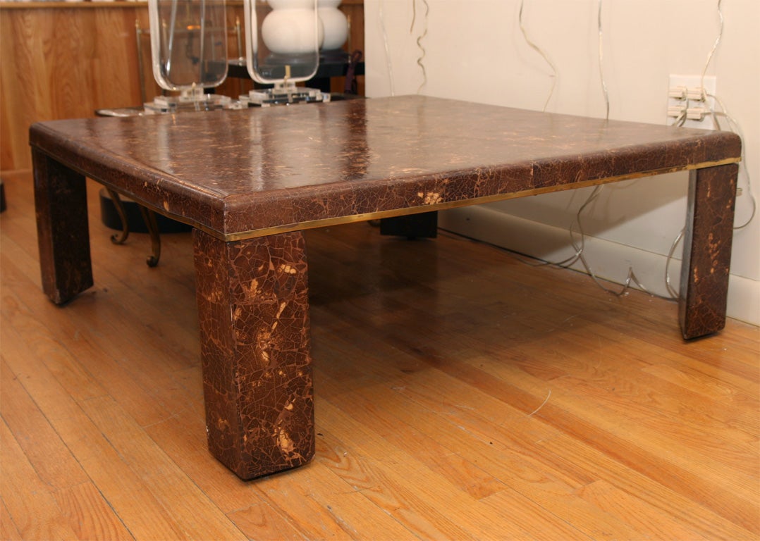 Square coconut shell veneer cocktail table at 1stDibs