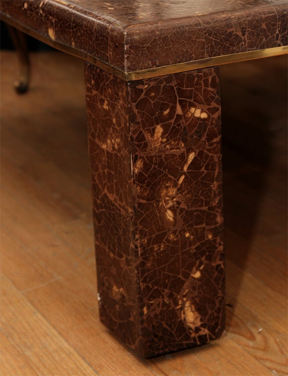Square coconut shell veneer cocktail table at 1stDibs
