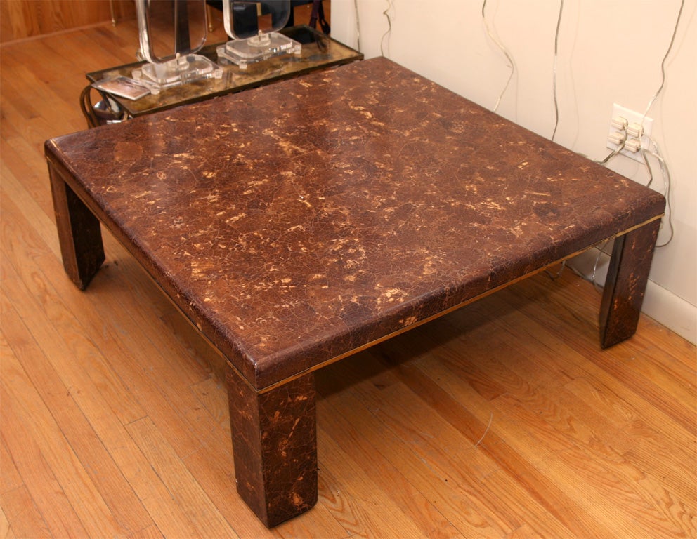 Square coconut shell veneer cocktail table at 1stDibs
