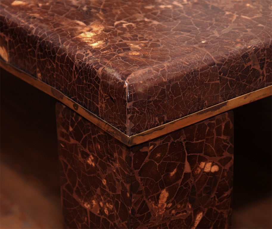 Square coconut shell veneer cocktail table at 1stDibs