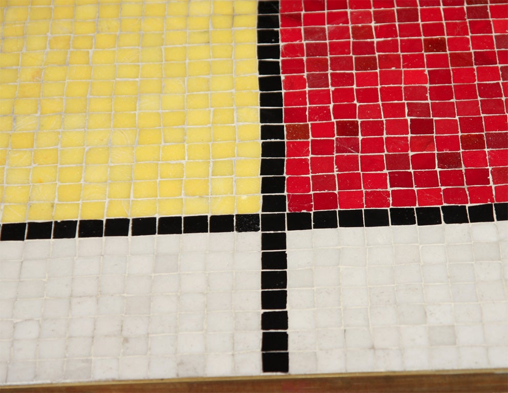 Italian Coffee Table with Murano Tiles in Mondrian Pattern. at 1stDibs