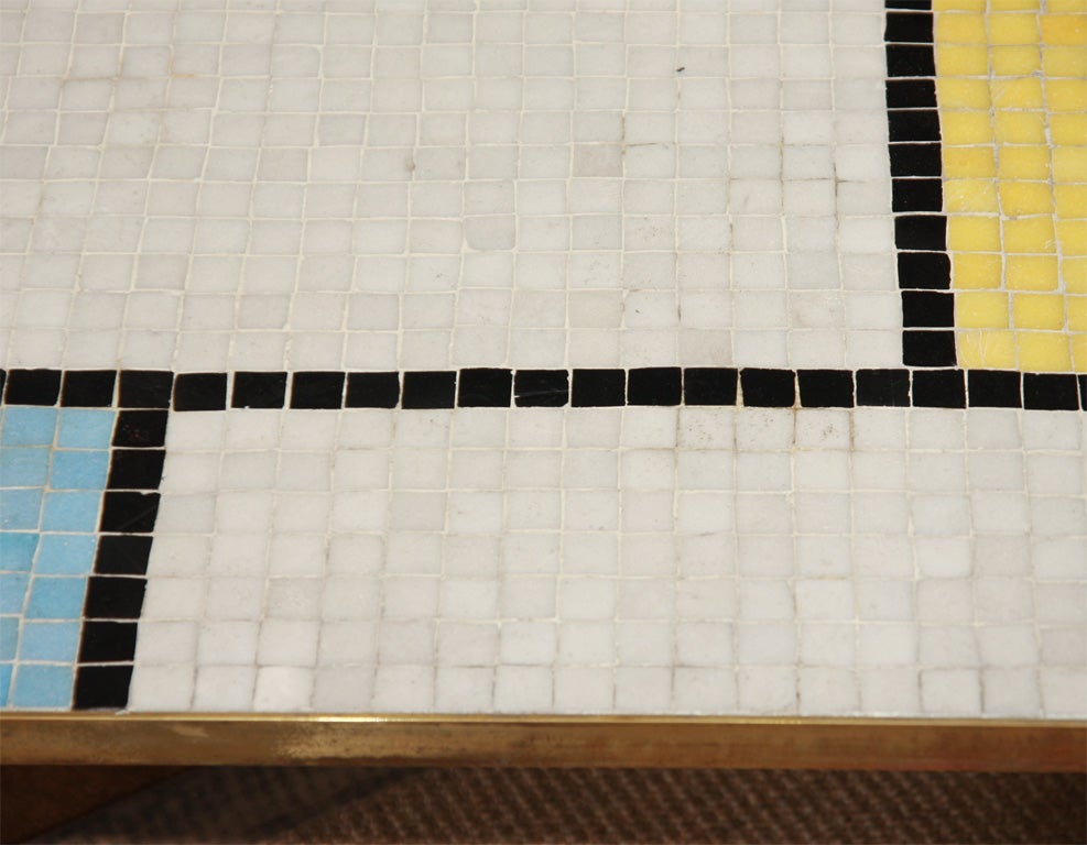 Italian Coffee Table with Murano Tiles in Mondrian Pattern. at 1stDibs