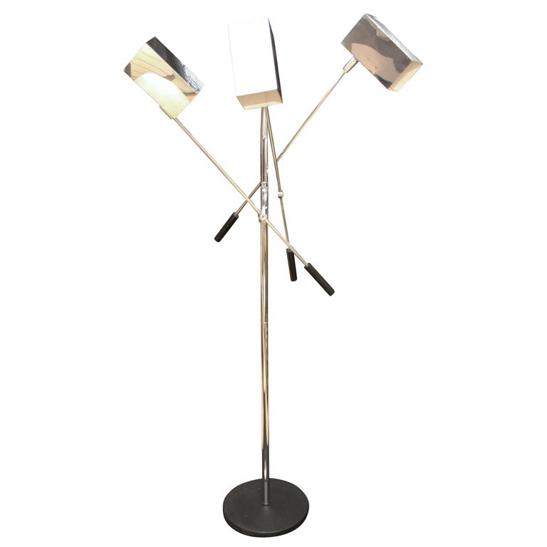 Three Head Chrome Floor Lamp at 1stDibs