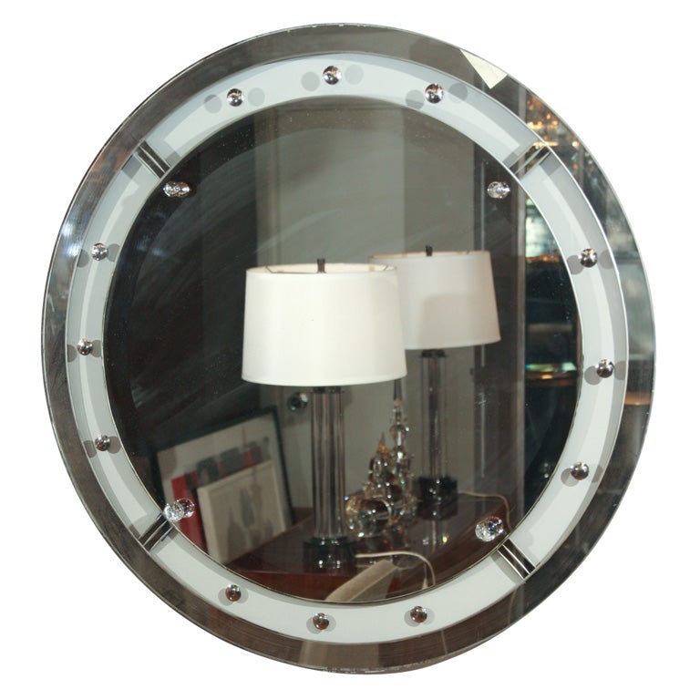 1930's Machine Age Round Mirror at 1stDibs
