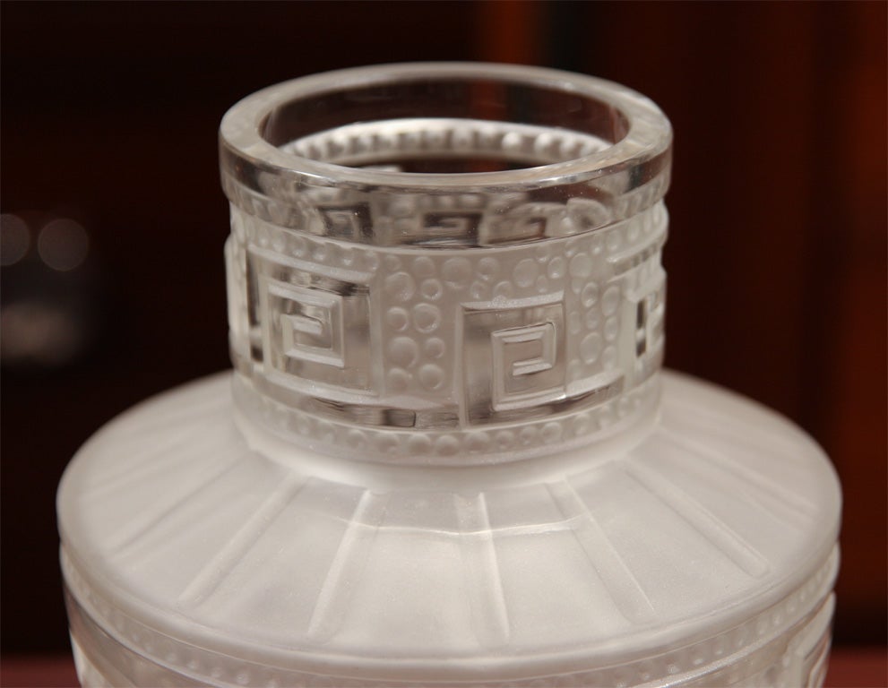 Art Glass Vase with Greek Key Details by Etling at 1stDibs