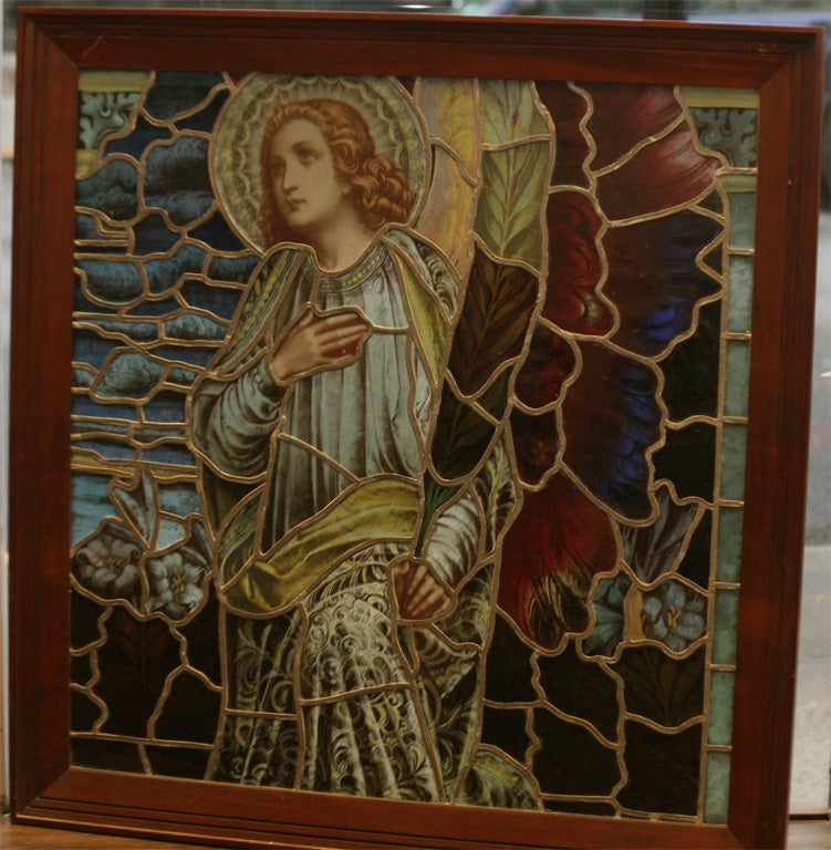 Pre-Raphaelite Stained Glass Window Panel at 1stDibs