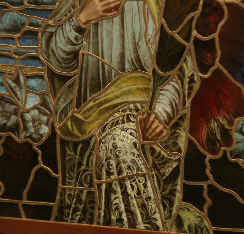 Pre-Raphaelite Stained Glass Window Panel at 1stDibs