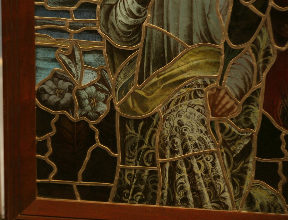 Pre-Raphaelite Stained Glass Window Panel at 1stDibs