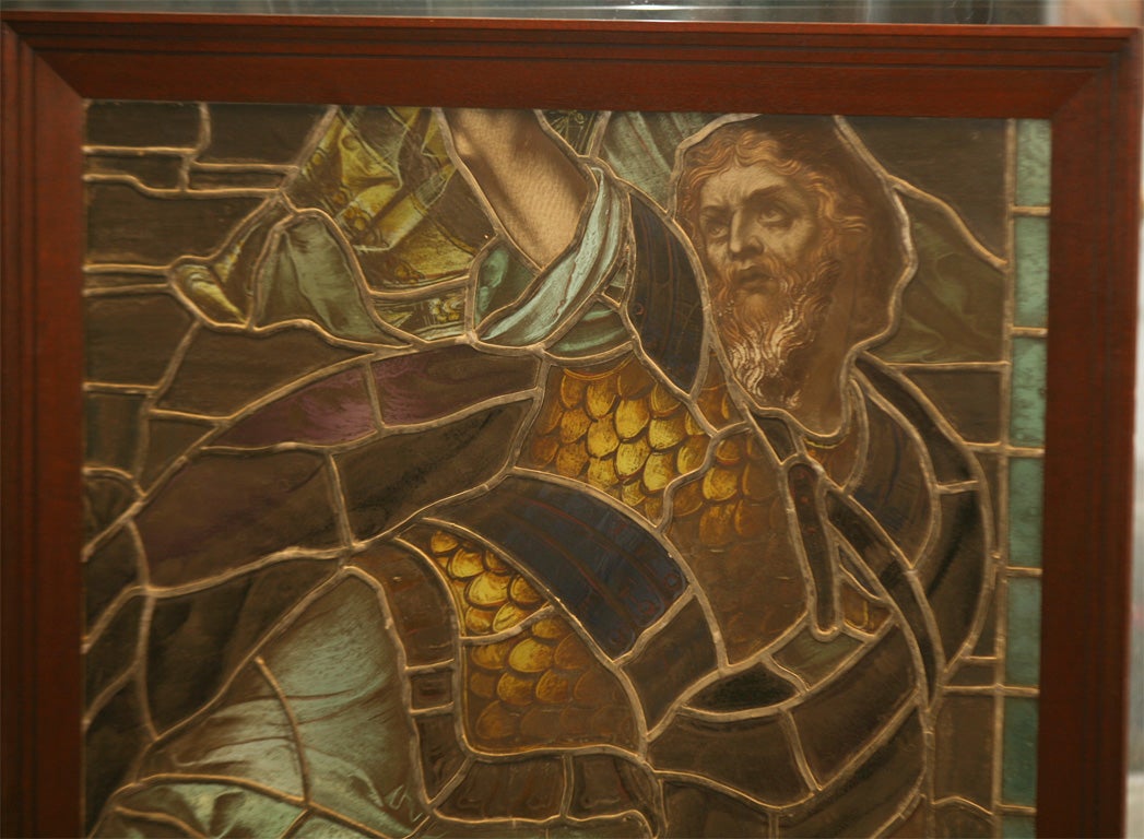 Pre-Raphaelite Stained Glass Window Panel For Sale at 1stDibs