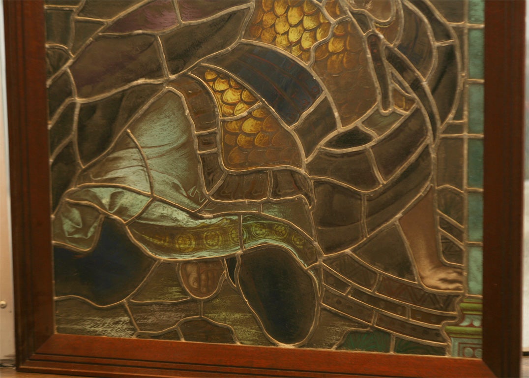 Pre-Raphaelite Stained Glass Window Panel For Sale at 1stDibs