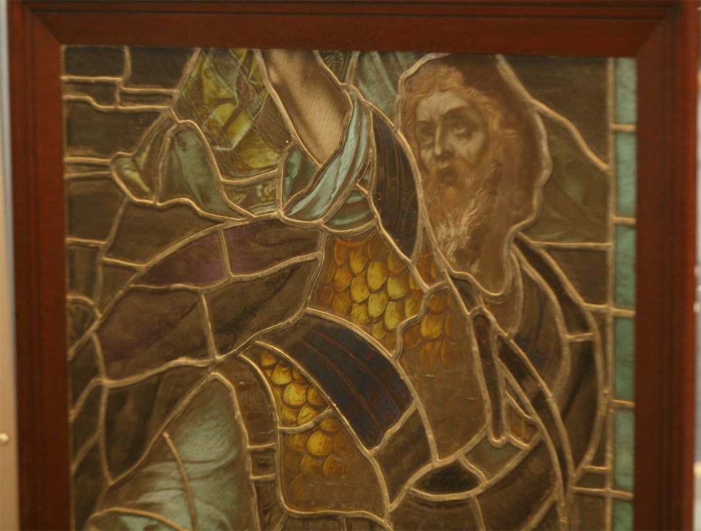 Pre-Raphaelite Stained Glass Window Panel For Sale at 1stDibs