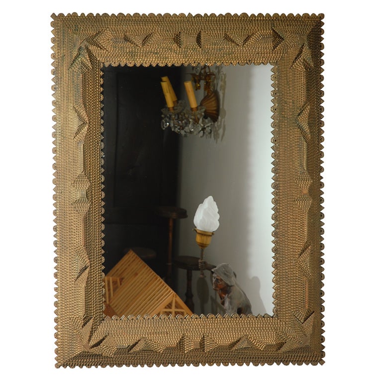 Large Deep Tramp Art Mirror at 1stDibs