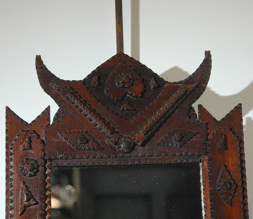 Tramp Art / Folk Art Frame with Mirror at 1stDibs