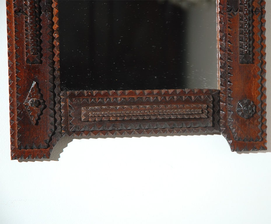 Tramp Art / Folk Art Frame with Mirror at 1stDibs