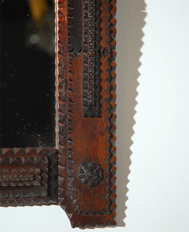 Tramp Art / Folk Art Frame with Mirror at 1stDibs