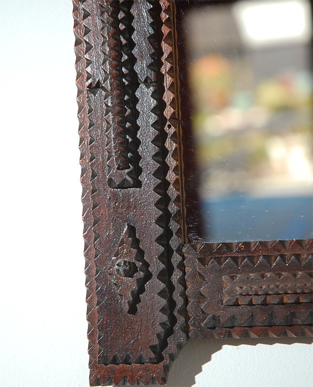 Tramp Art / Folk Art Frame with Mirror at 1stDibs