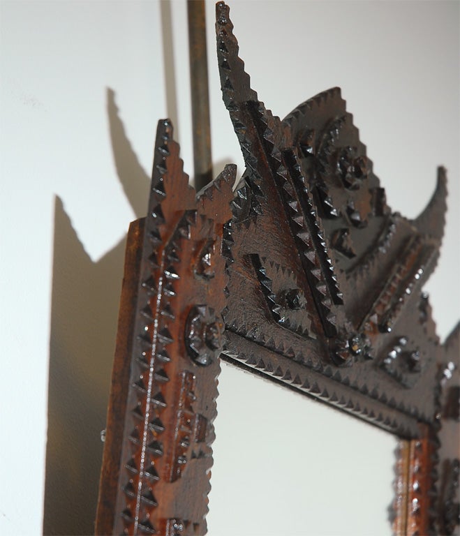 Tramp Art / Folk Art Frame with Mirror at 1stDibs